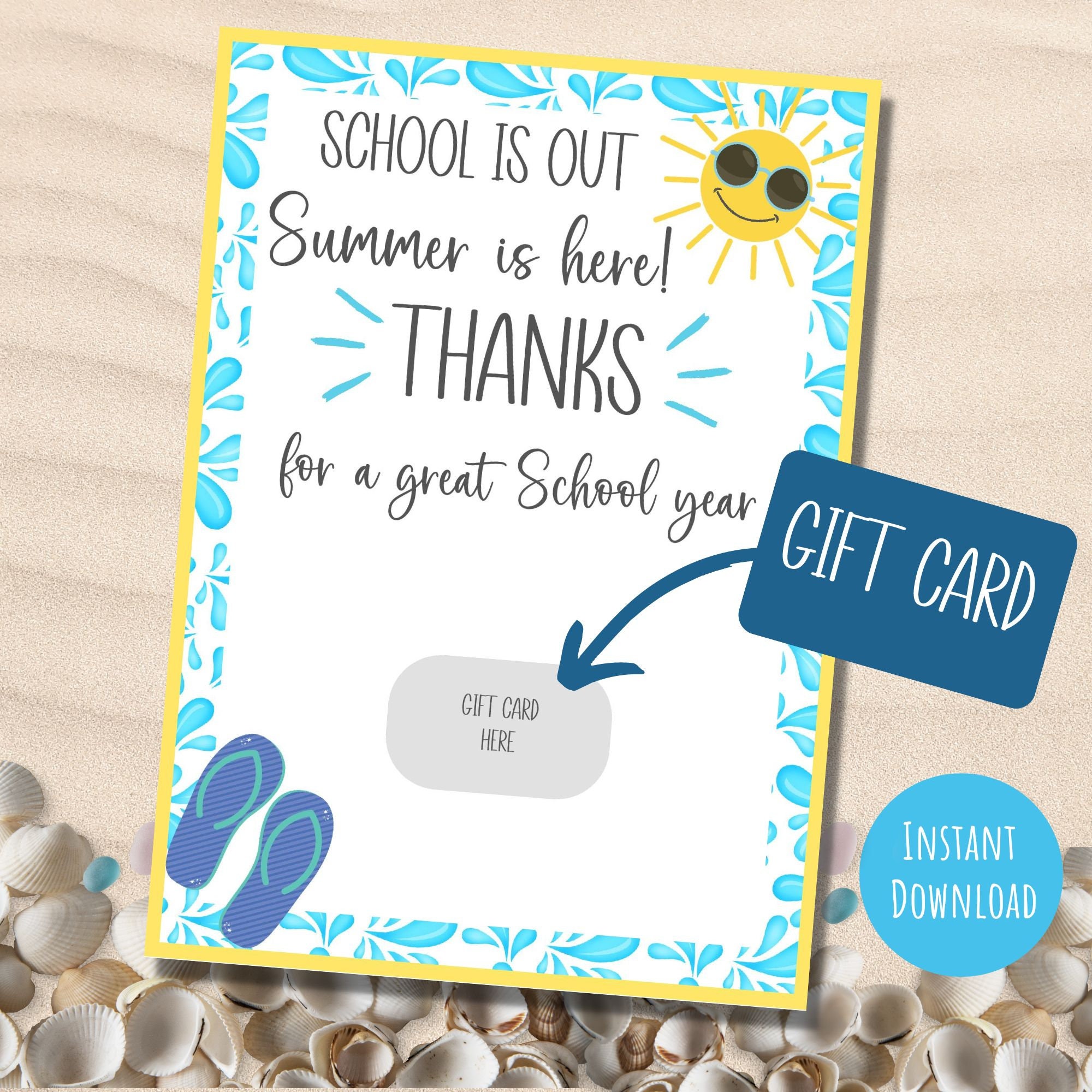 End of School Year Gift Card Holder for Teacher, Appreciation Gift Card ...
