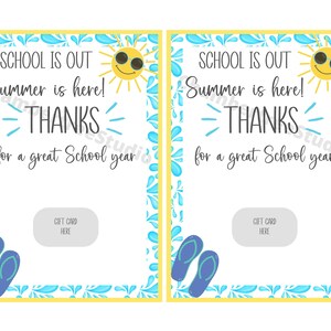 End of School Year Gift Card Holder for Teacher, Appreciation Gift Card ...