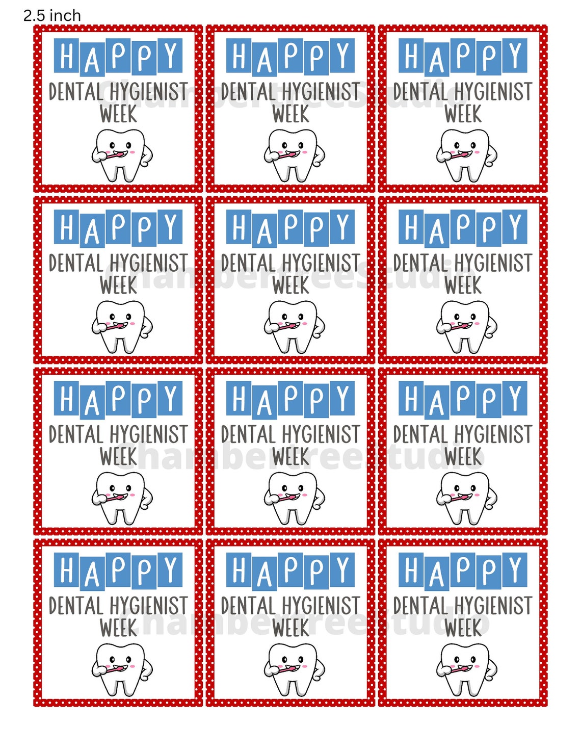Dental Hygienist Week Gift Tag Printable Appreciation Tags - Etsy