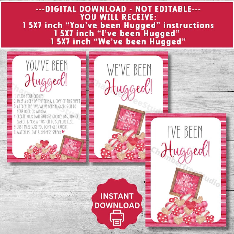 Valentine's Day You've Been Hugged Game, Valentine's Day Printable ...
