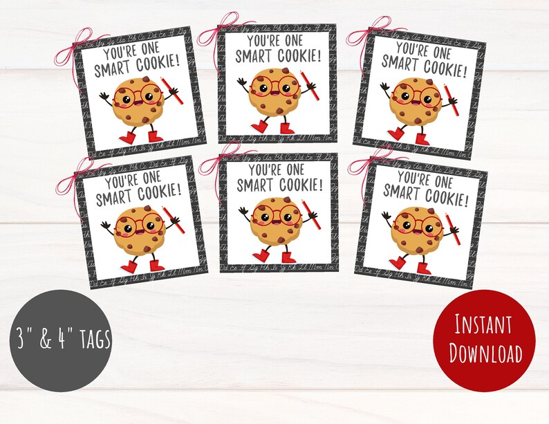 You're One Smart Cookie Tag Kindergarten Gift Tag - Etsy