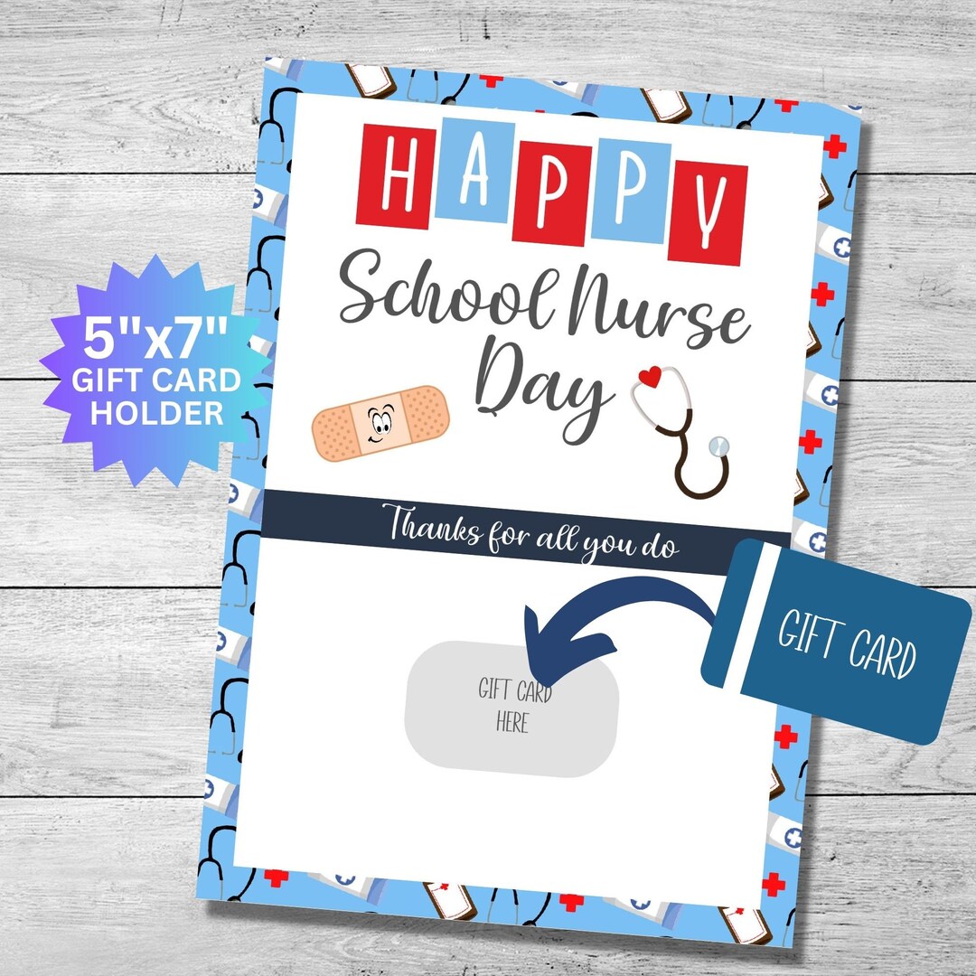 School Nurse Day Gift Card Holder, Printable Thank You School Nurse ...