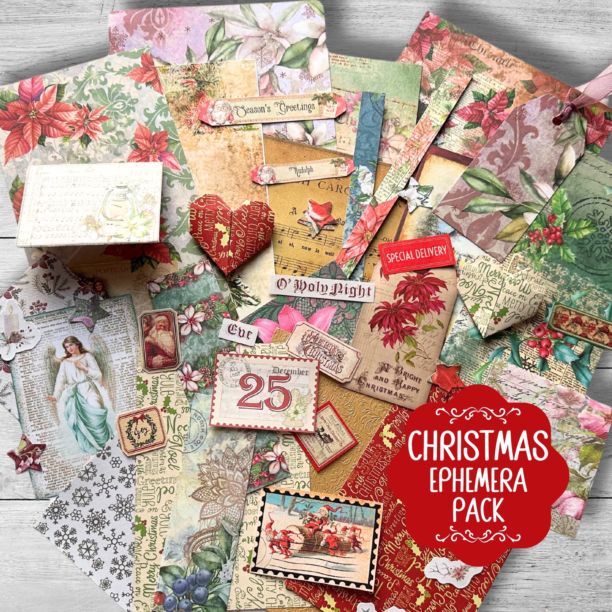 Christmas Ephemera Paper Pack, 50 Pc, Scrapbooking, Cardmaking, Paper ...