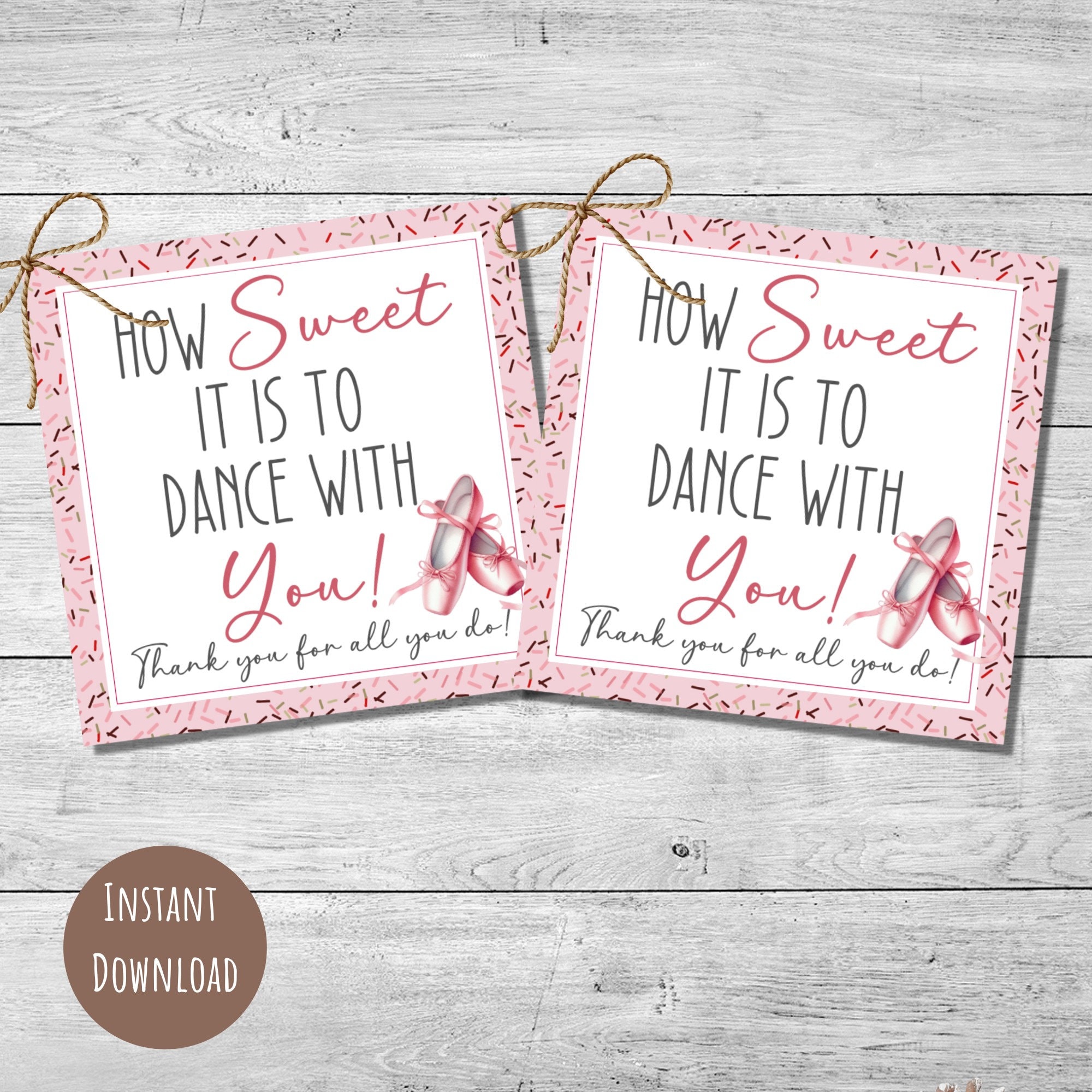 Dance Teacher Gift Tag, Teacher Appreciation Week Gift Card, Ballet ...
