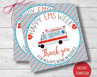 EMS Week Gift Tag, Happy Emergency Medical Services Week, EMT Appreciation, Gift for Paramedics ...