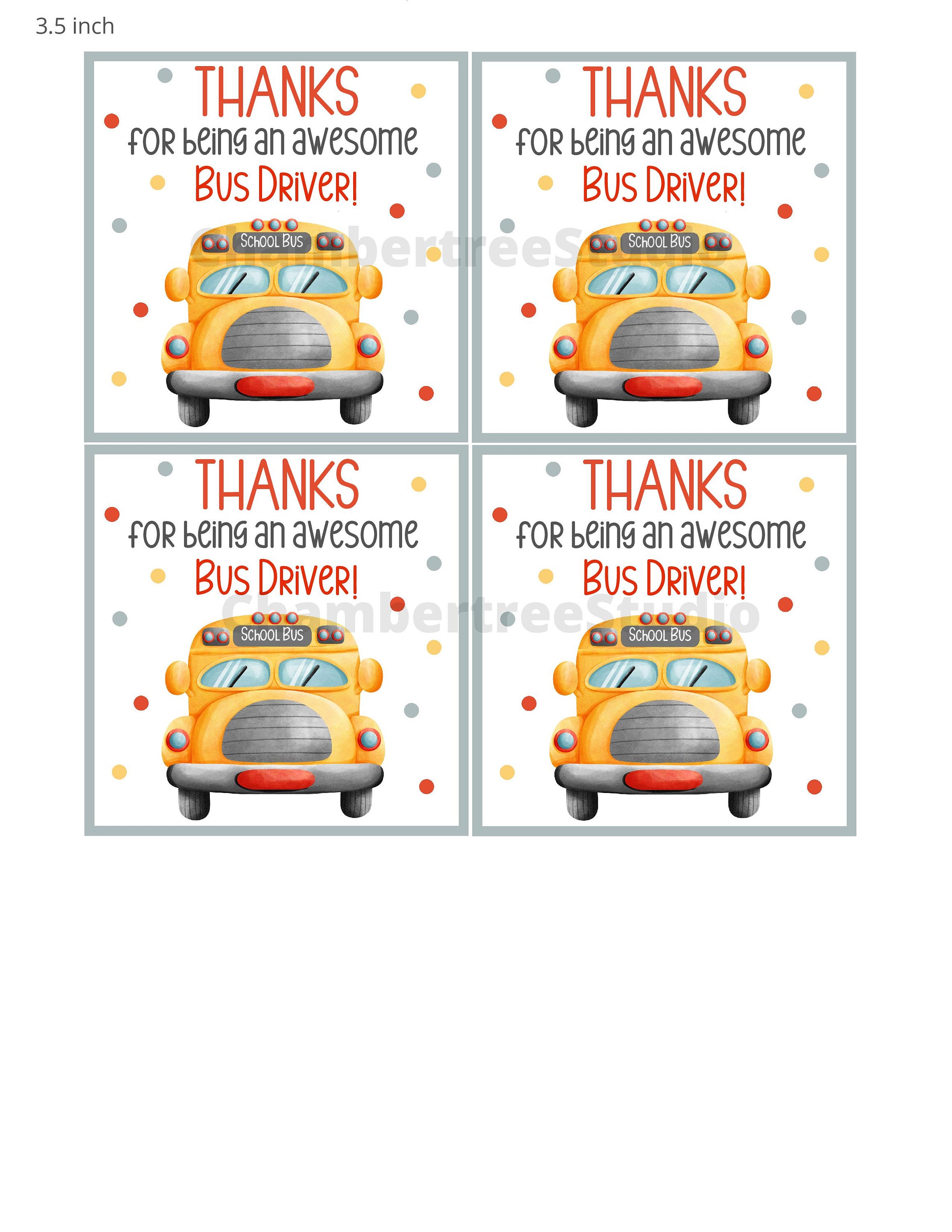 School Bus Driver Appreciation Gift Tag, Printable Thank You Gift ...