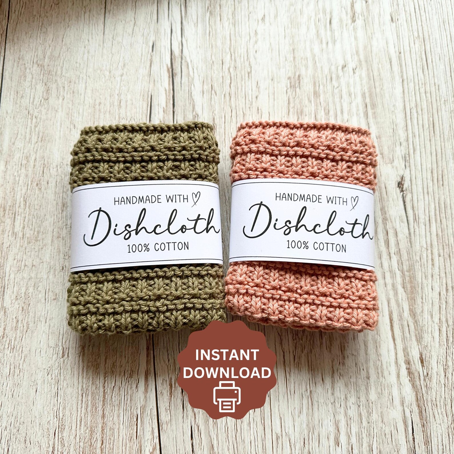 Dishcloth Wrapper Label, Crochet or Knitted Dishcloths, Printable ...