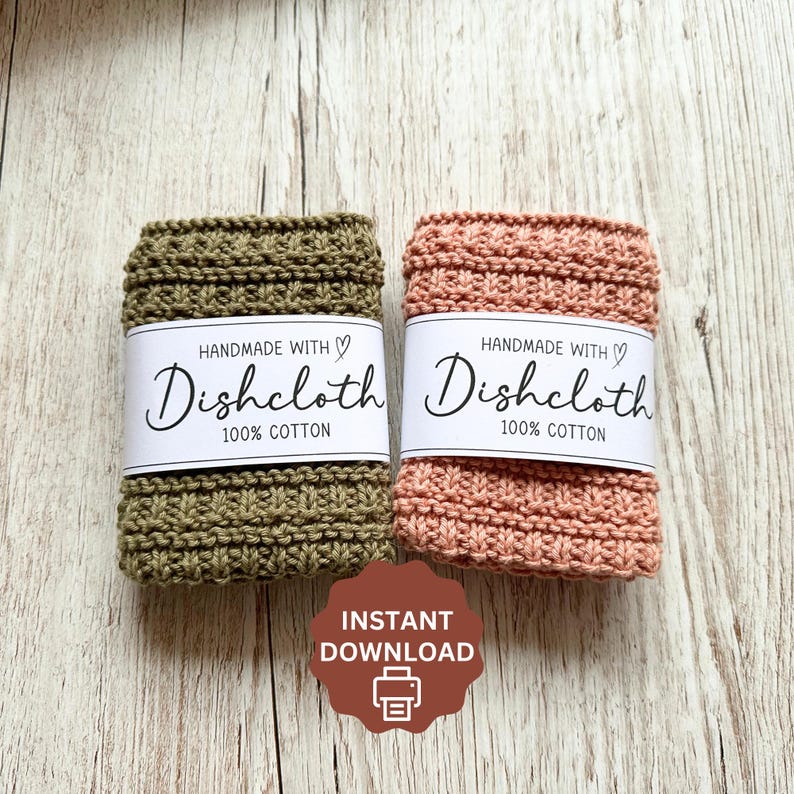 Dishcloth Wrapper Label, Crochet or Knitted Dishcloths, Printable ...