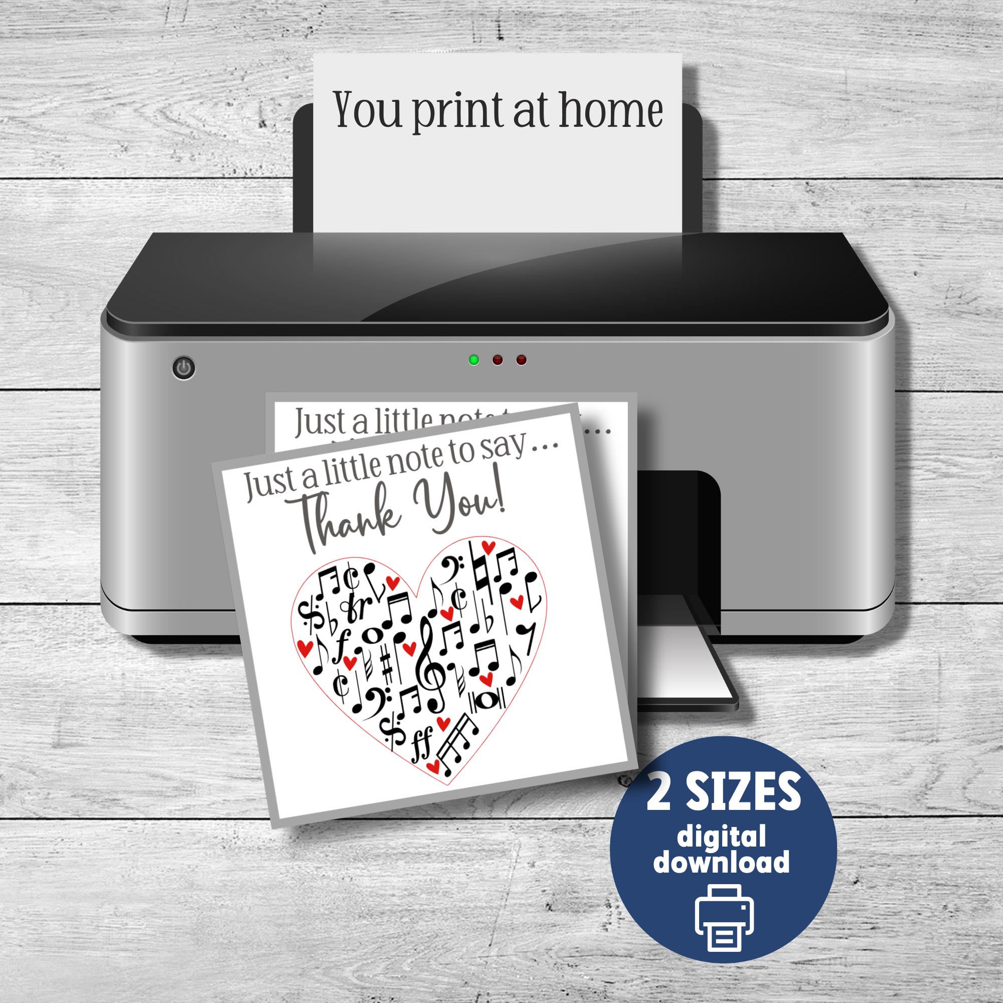 Music Teacher Appreciation Gift Tag, Printable Thank You Gift Tag ...