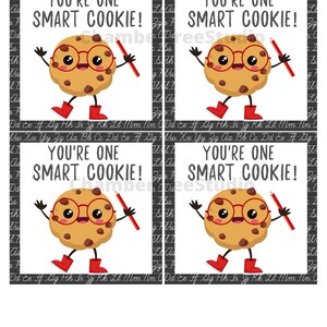 You're One Smart Cookie Tag, Kindergarten Gift Tag, Classroom, Last Day ...