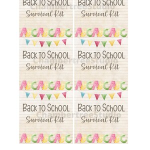 Back to School Survival Kit Tag, Printable Teacher Tags, Staff, Student ...