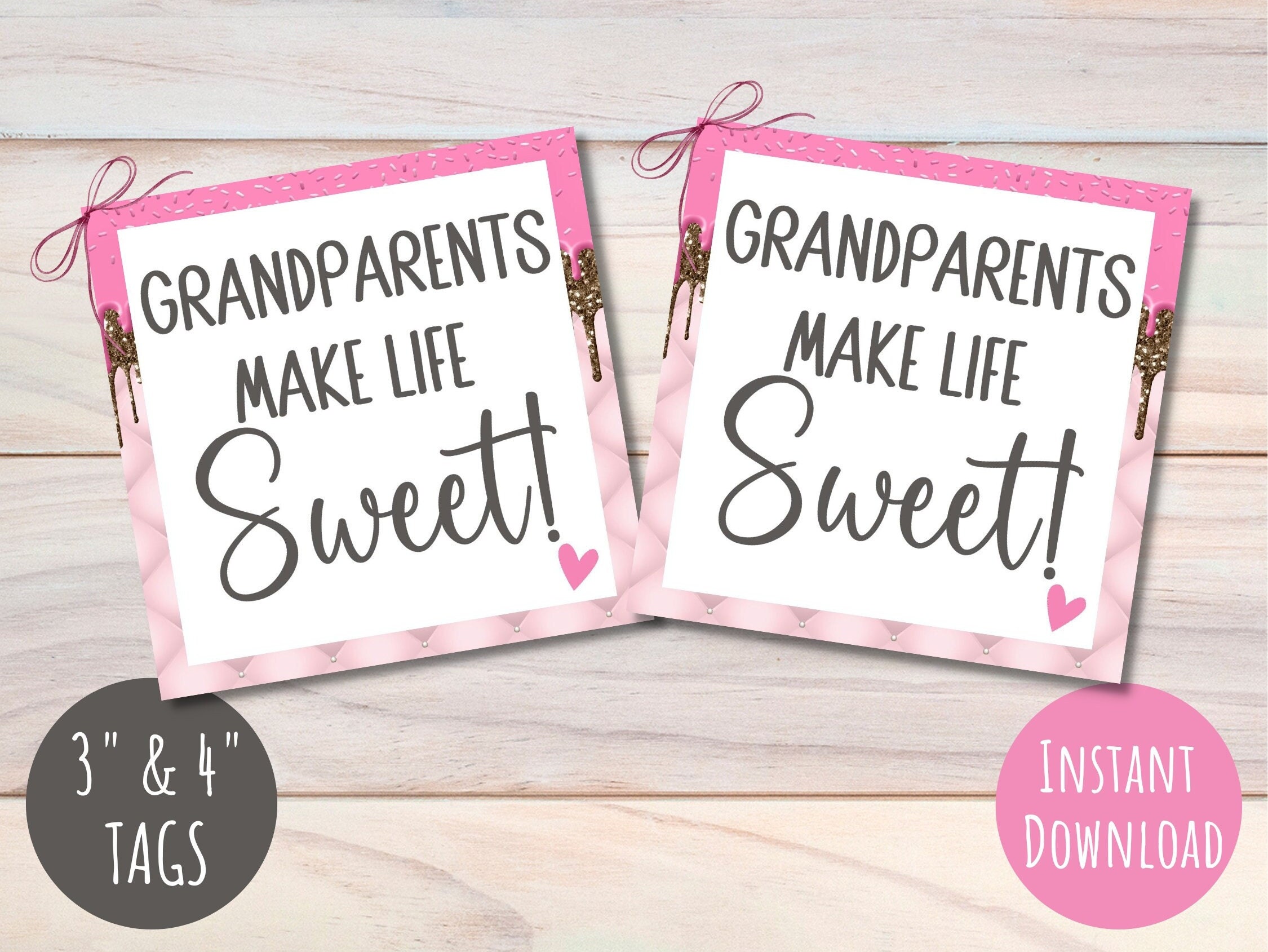Happy Grandparents Day Gift Tag, Appreciation Gift Tag, 3" & 4" Tags ...