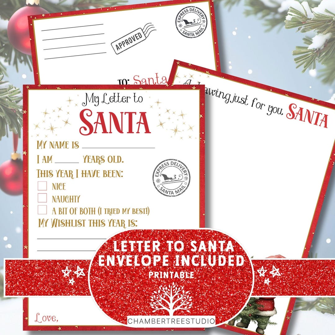 Letter to Santa Printable, Dear Santa, Christmas Wishlist, North Pole ...