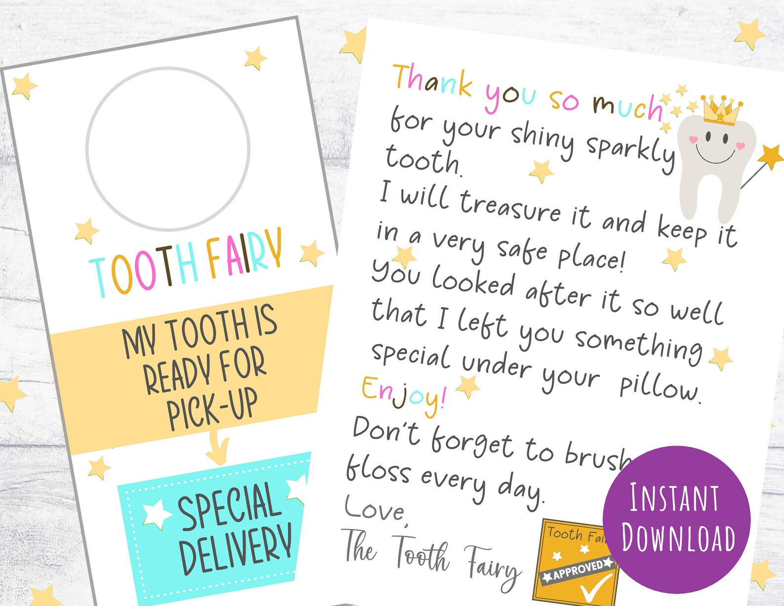 Tooth Fairy Letter Printable Tooth Note Door Hanger Fairy - Etsy