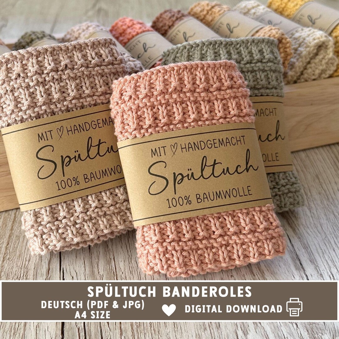Printable Dishcloth Banderole – Labels for Crochet and Knitted ...