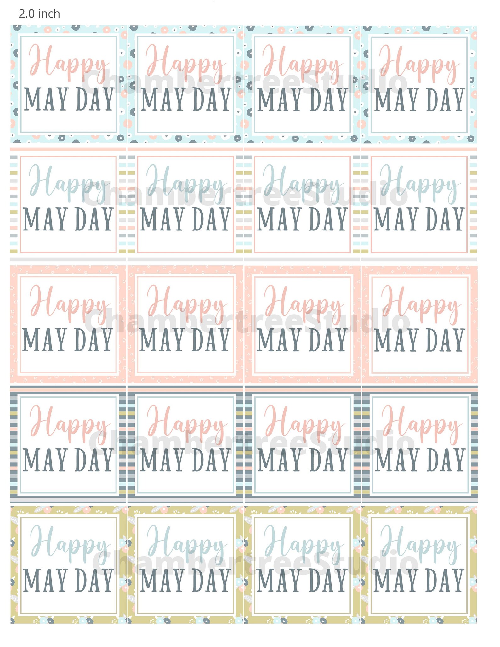 Happy May Day Tag, Spring Gift Tag, 2, 2.5 & 3 Sizes, Printable May Day ...