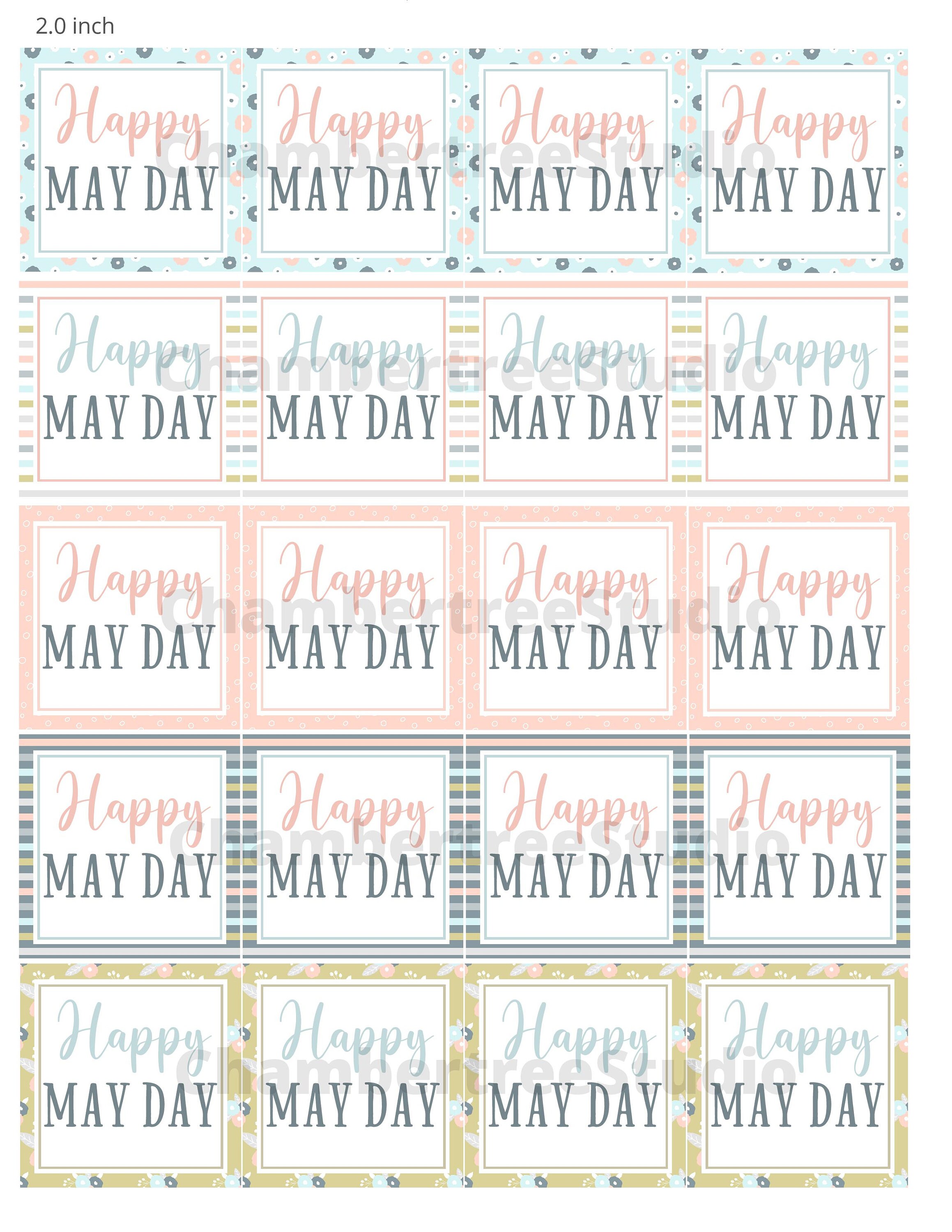 Happy May Day Tag, Spring Gift Tag, 2, 2.5 & 3 Sizes, Printable May Day ...
