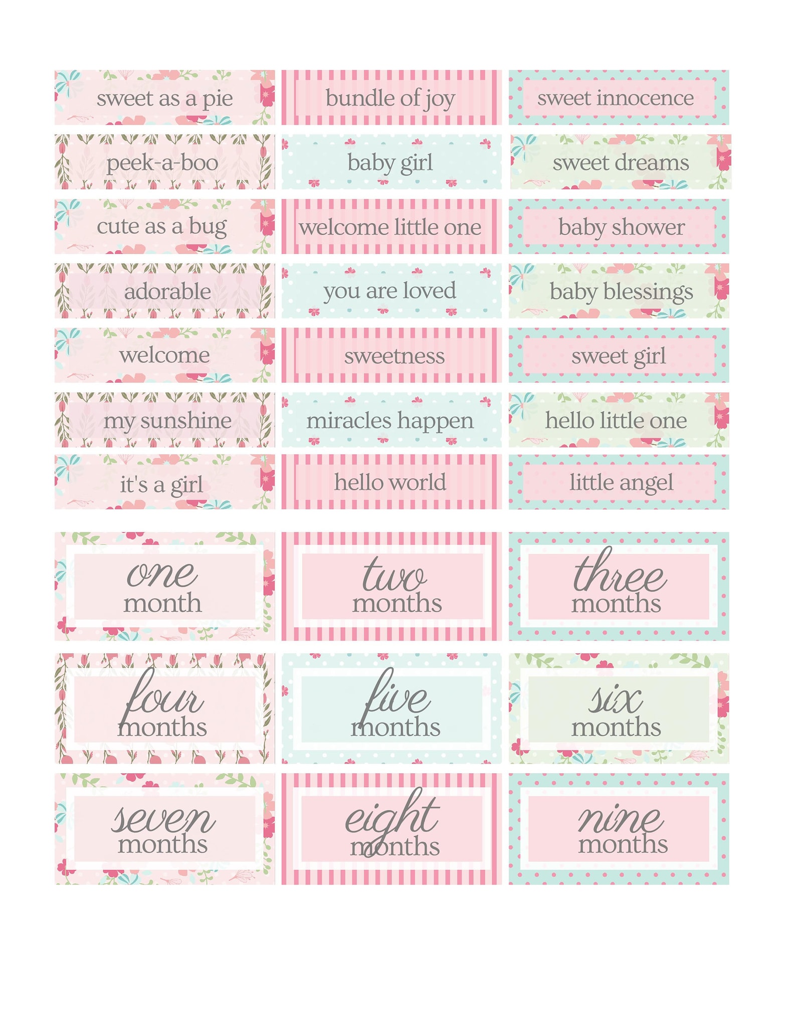 Baby Girl Words, Printable Baby Word Sentiments, Baby Junk Journal ...
