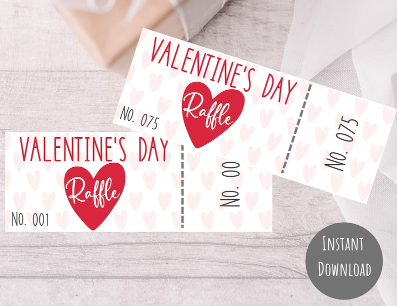 Printable Valentine’s Day Raffle Tickets, Fundraising Ticket Coupons ...