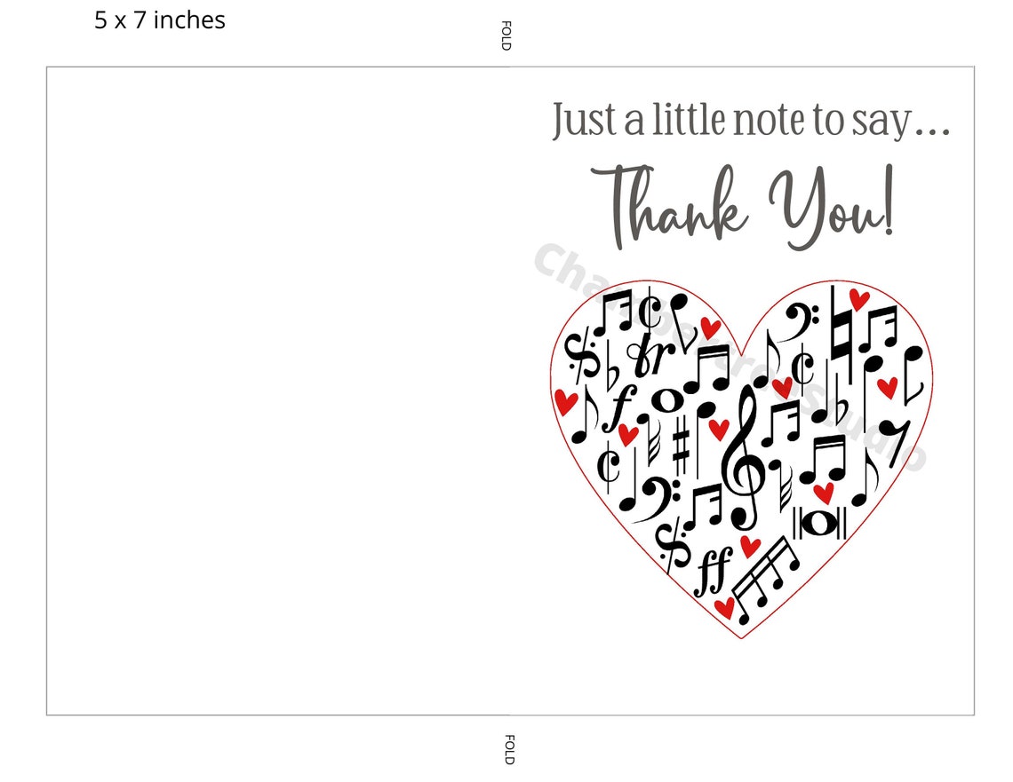 Music Teacher Appreciation Card Printable Thank You for Piano - Etsy
