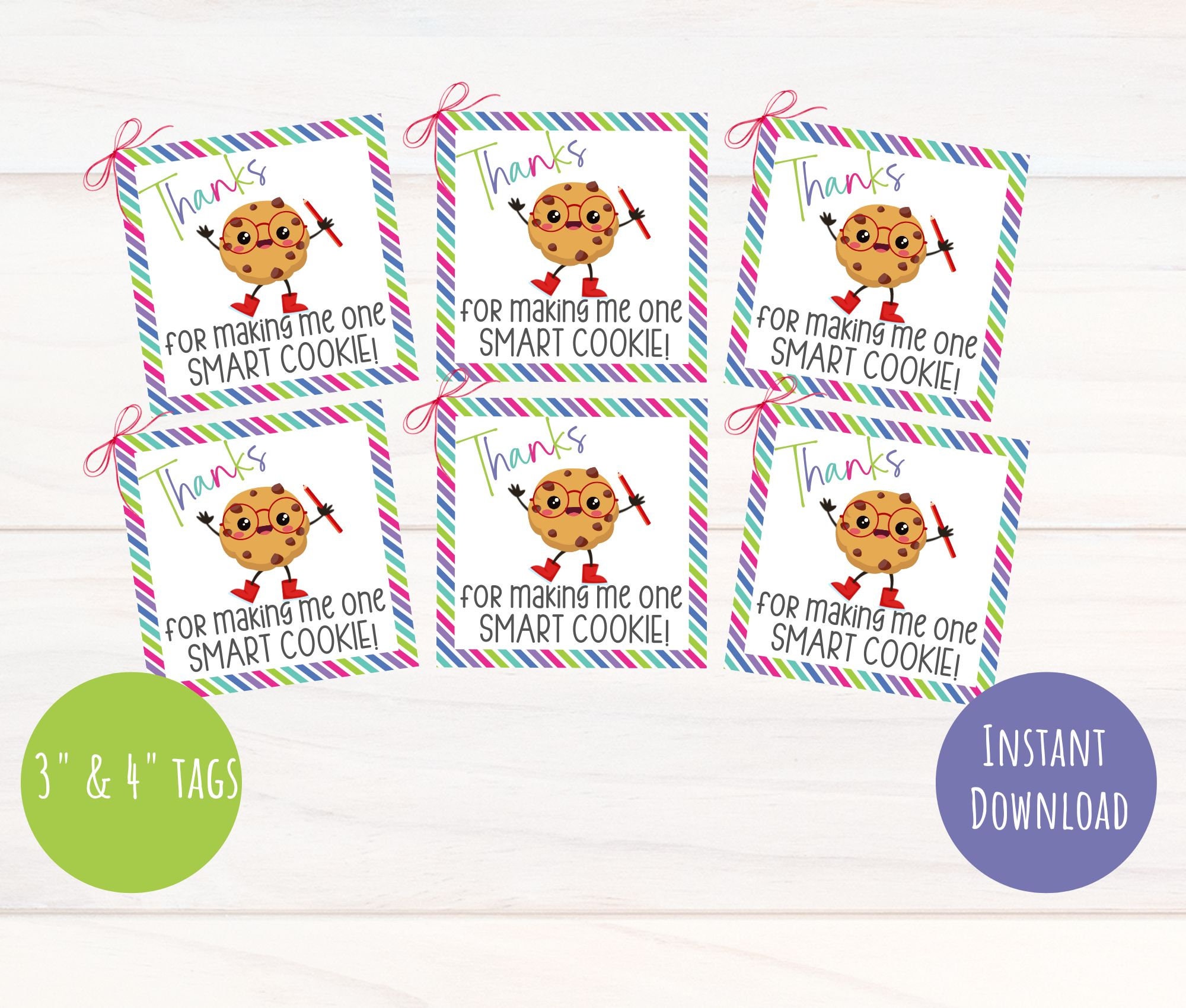 Teacher Appreciation Week Gift Tag, Smart Cookie Tags, Printable School ...
