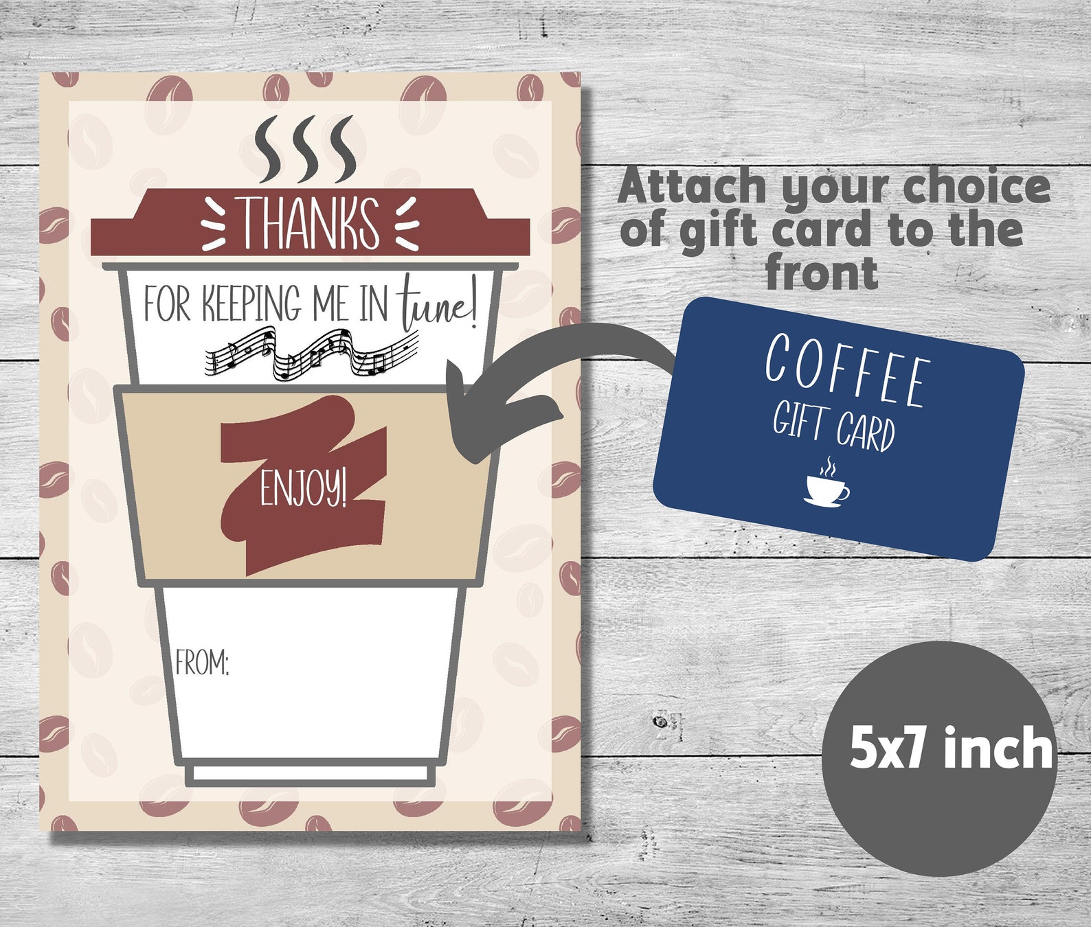 Music Teacher Appreciation Gift Card Holder, End of School Year, Coffee ...