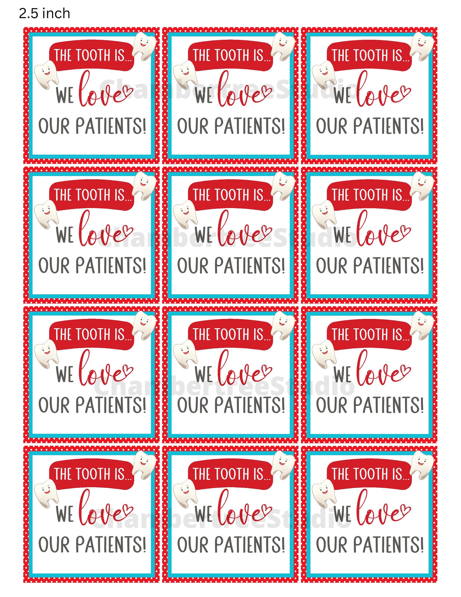 Dental Appreciation Tags for Patients, 2.5", 3" and 3.5"tags, Patient ...