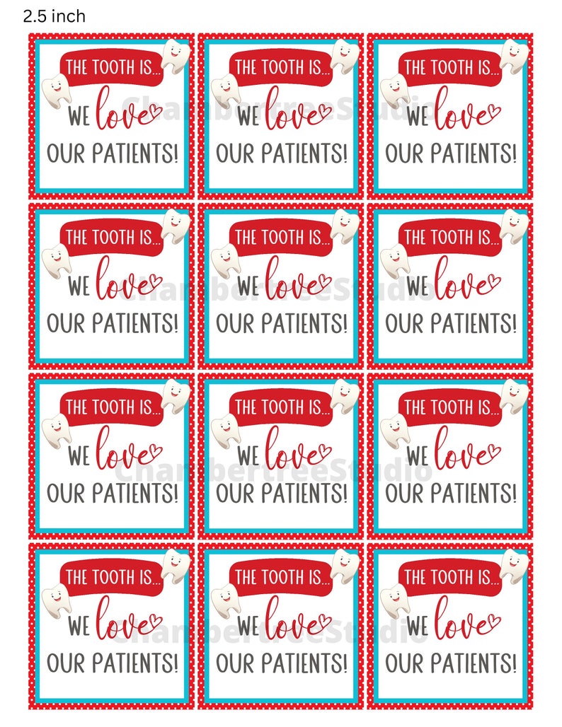Dental Appreciation Tags for Patients, 2.5", 3" and 3.5"tags, Patient ...