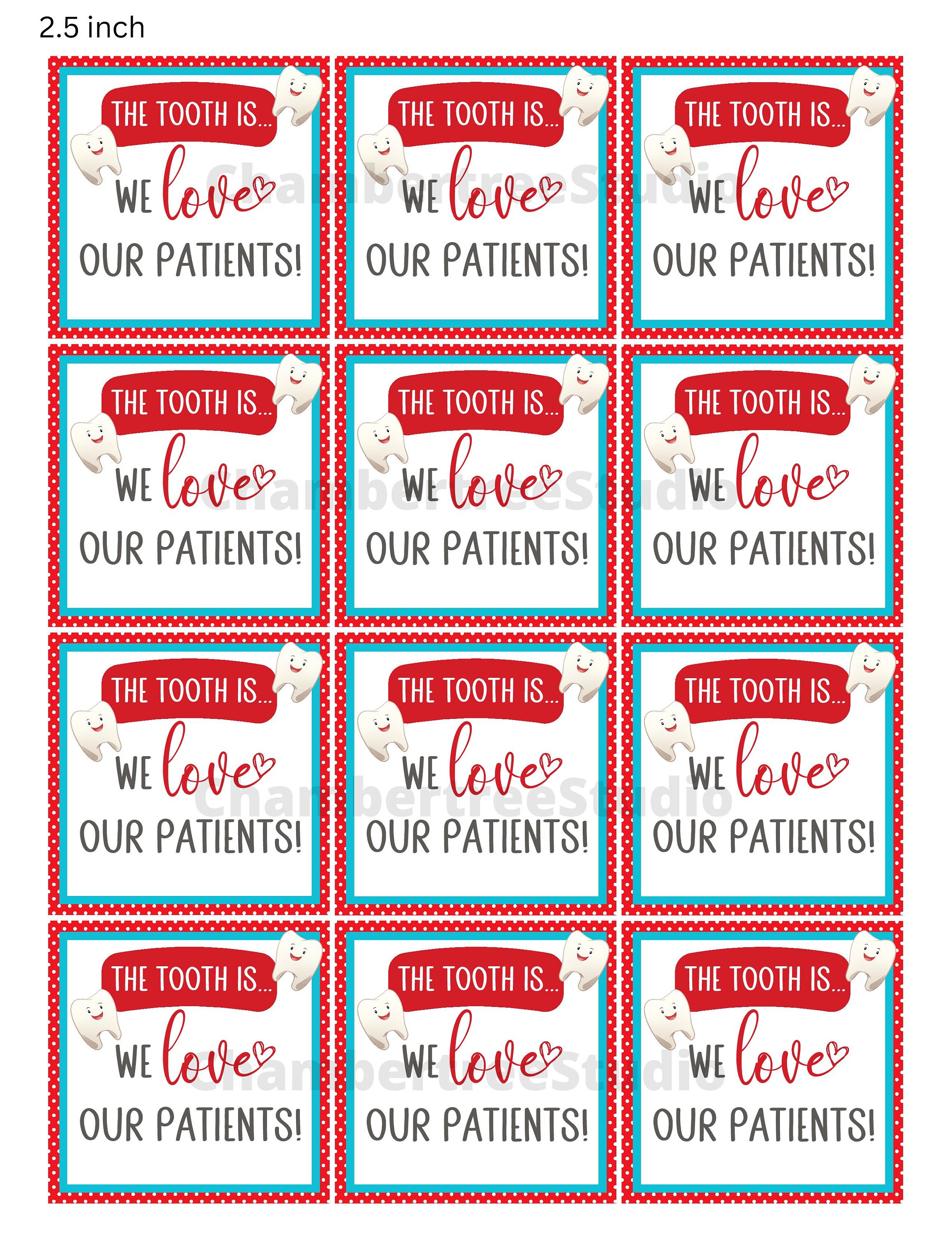 Dental Appreciation Tags for Patients, 2.5", 3" and 3.5"tags, Patient ...