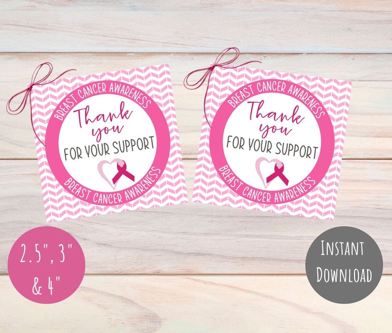 Breast Cancer Awareness Gift Tag, Pink Ribbon, Cancer Survivor, Thank ...