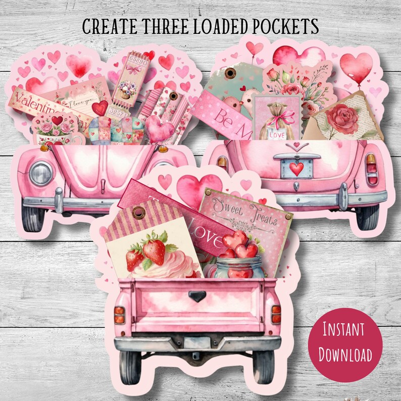 Valentine Loaded Pocket Tags, Junk Journal Stuffed Pockets ...
