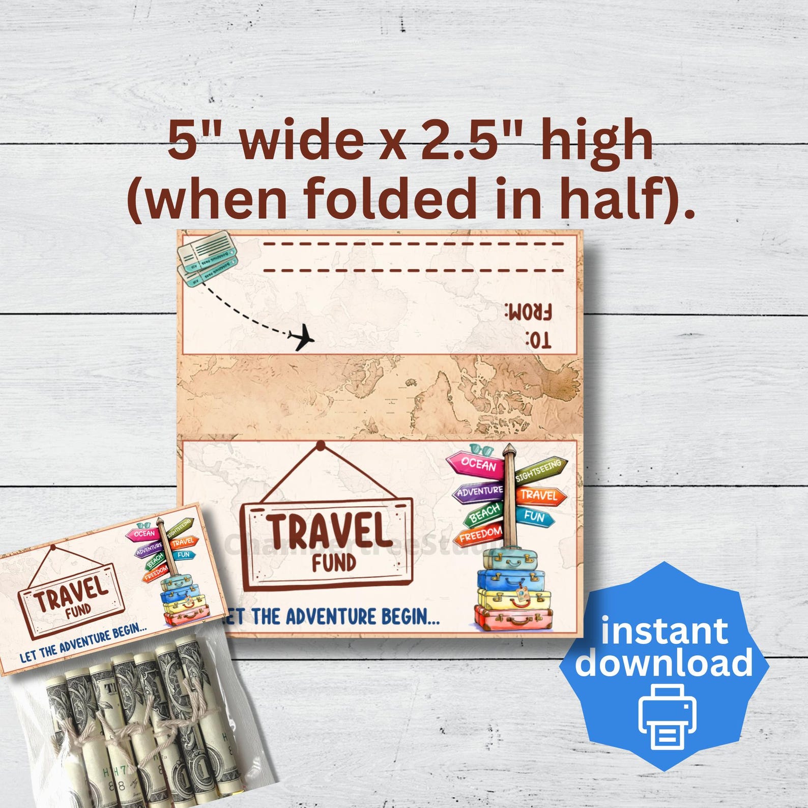 Travel Fund Money Gift Tag, Money Holder for Travel Lover, Summer ...