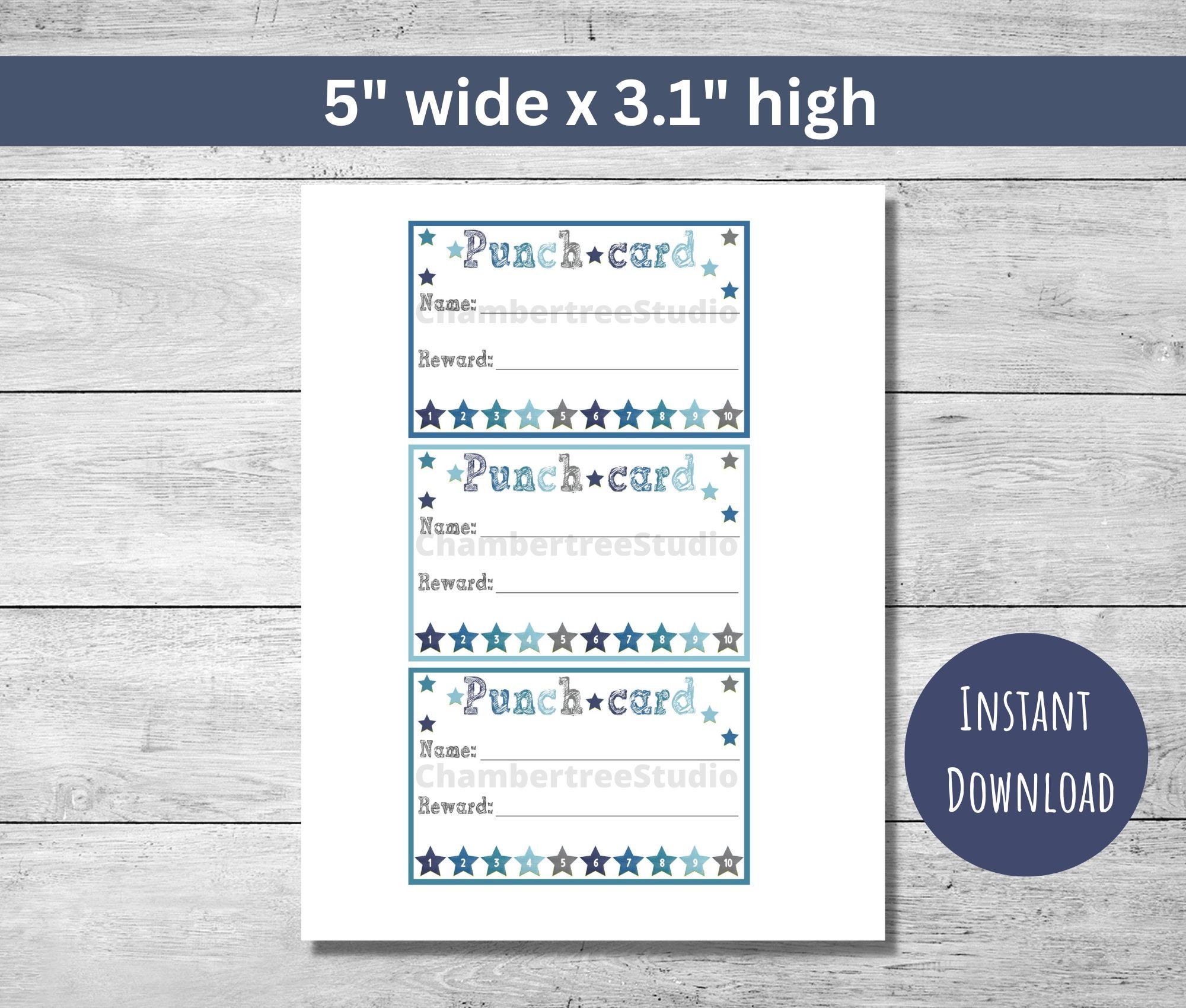 Kids Printable Punch Cards, Kids Reward Card, Blue Good Behavior Cards ...