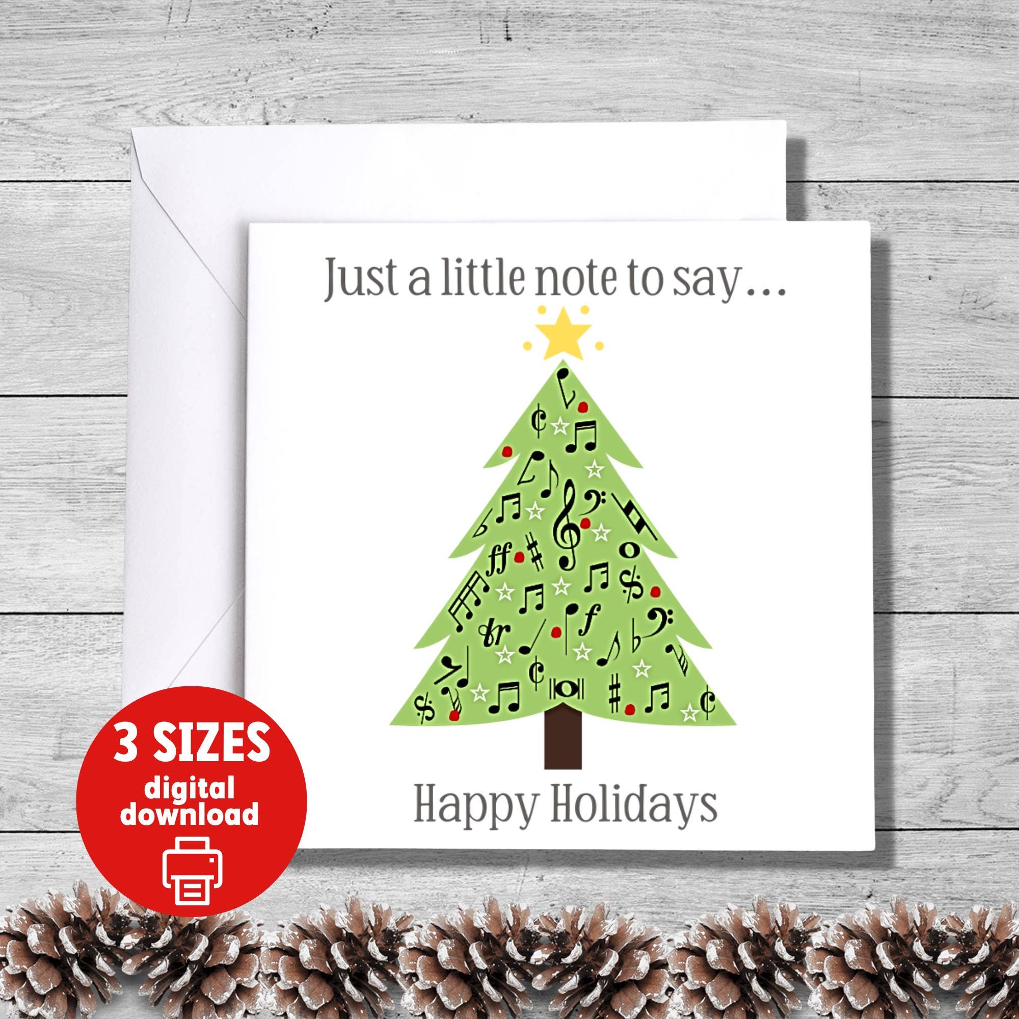 Music Teacher Christmas Card, Printable Music Teacher Gift, Thank You ...