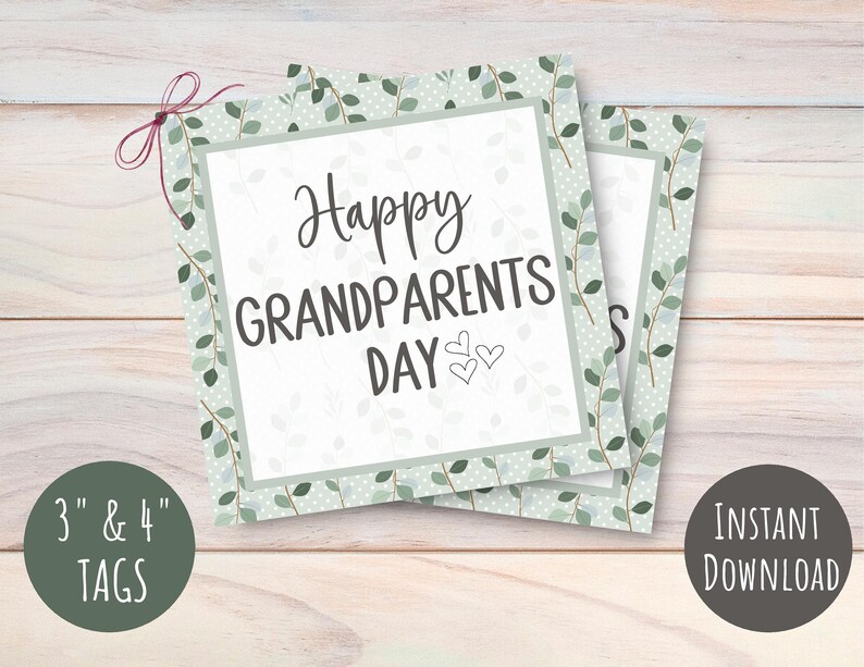 Happy Grandparents Day Gift Tag, Appreciation Gift Tag, 3" & 4" Tags ...