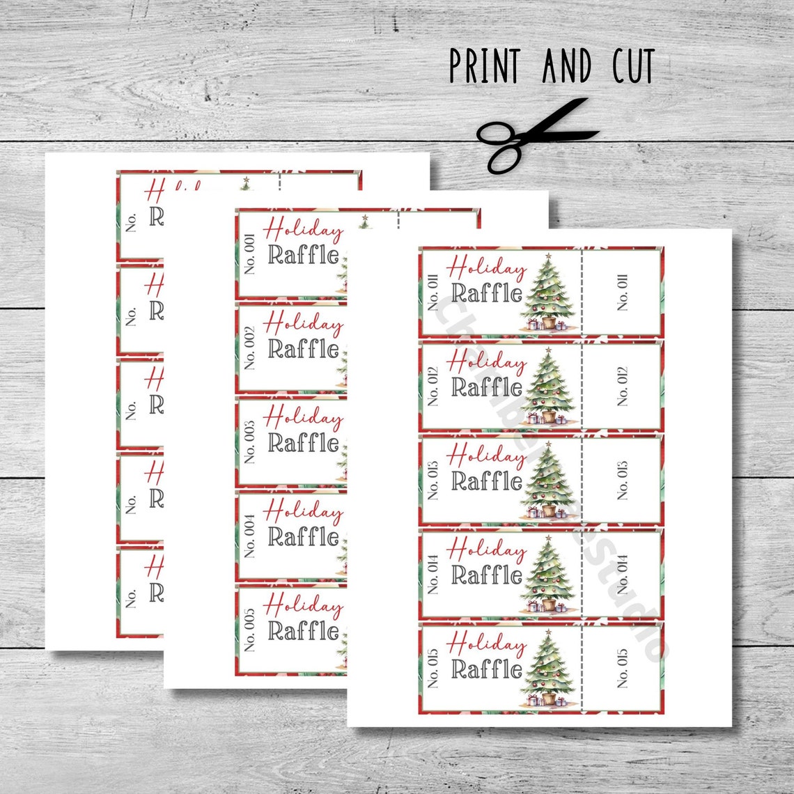 Christmas Holiday Raffle Tickets, School Fundraiser, Charity Event ...