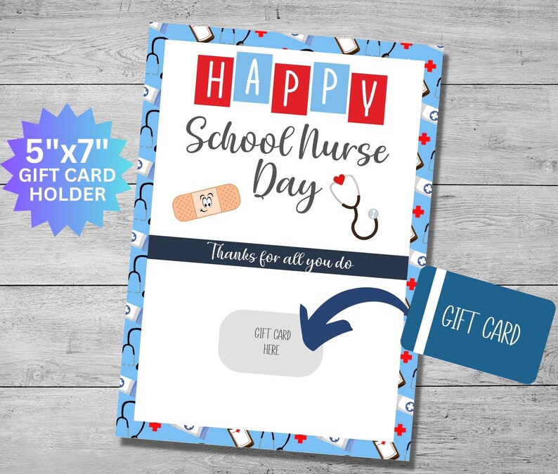 School Nurse Day Gift Card Holder Printable Thank You School - Etsy