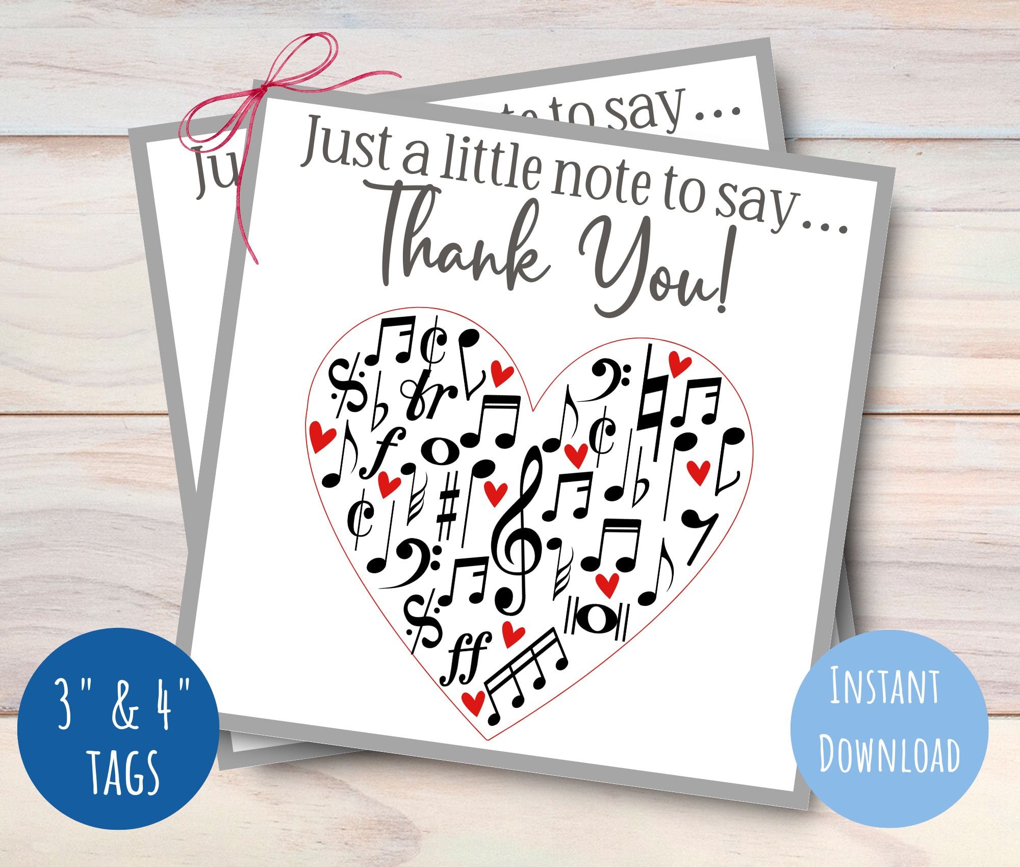 Music Teacher Appreciation Gift Tag, Printable Thank You Gift Tag ...
