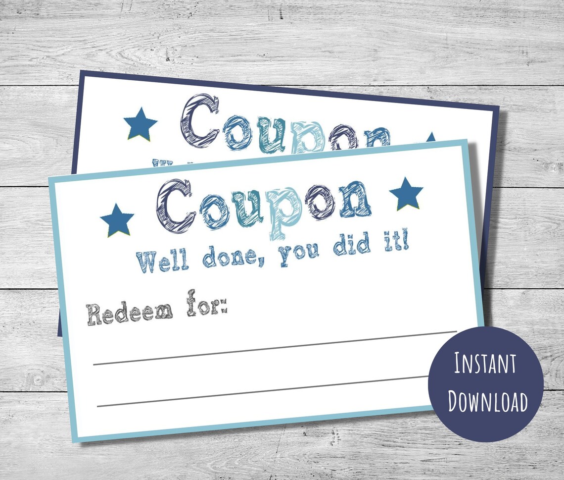 Kids Reward Coupon Cards, Kids Good Behavior Card, Printable Redeem ...