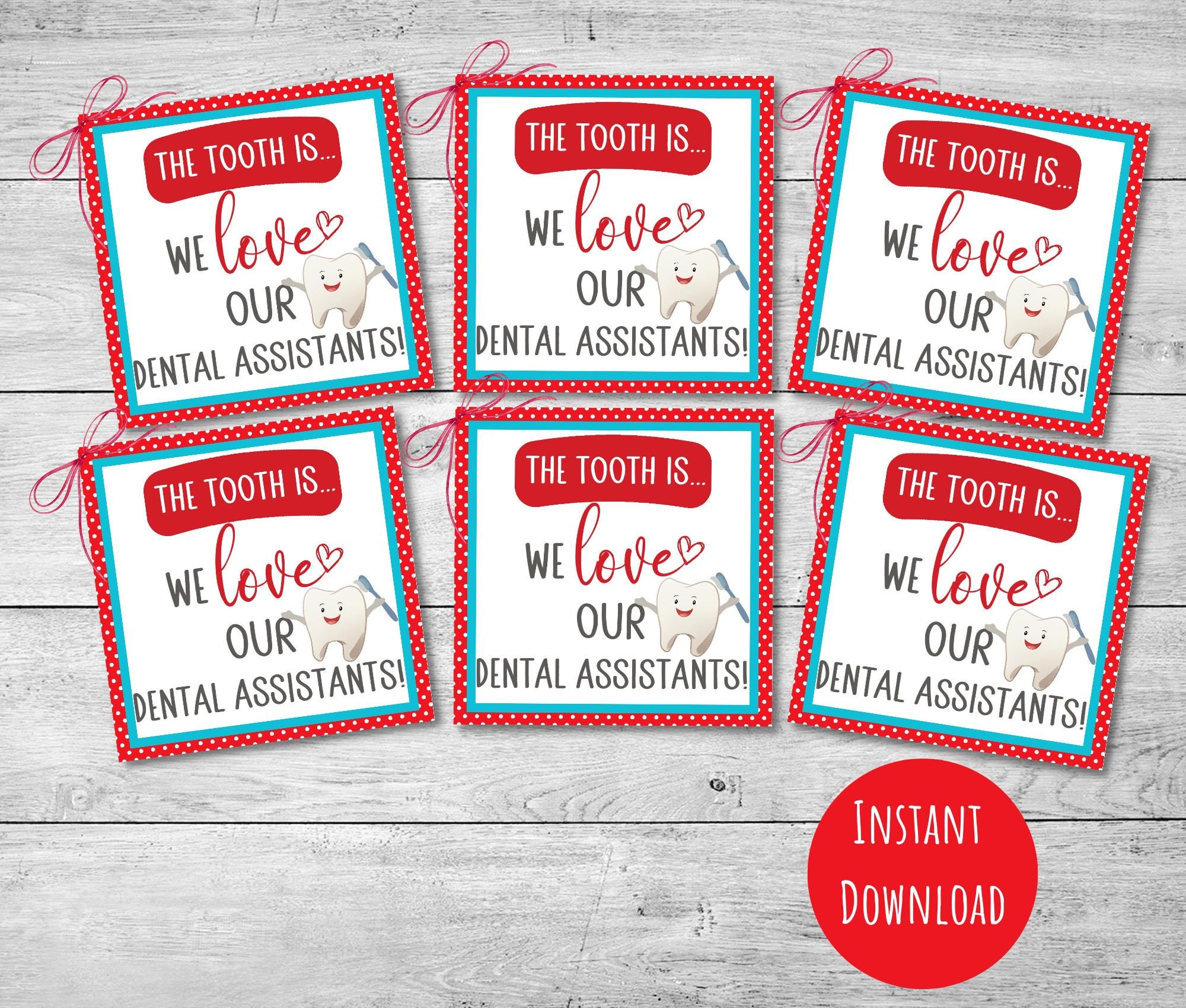 Dental Assistant Week Tag, Printable Dental Appreciation Tag, 2.5, 3 ...