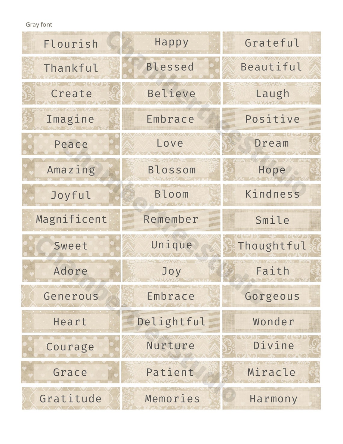 Junk Journal Words, Word Sentiments, Junk Journal Ephemera, Printable ...