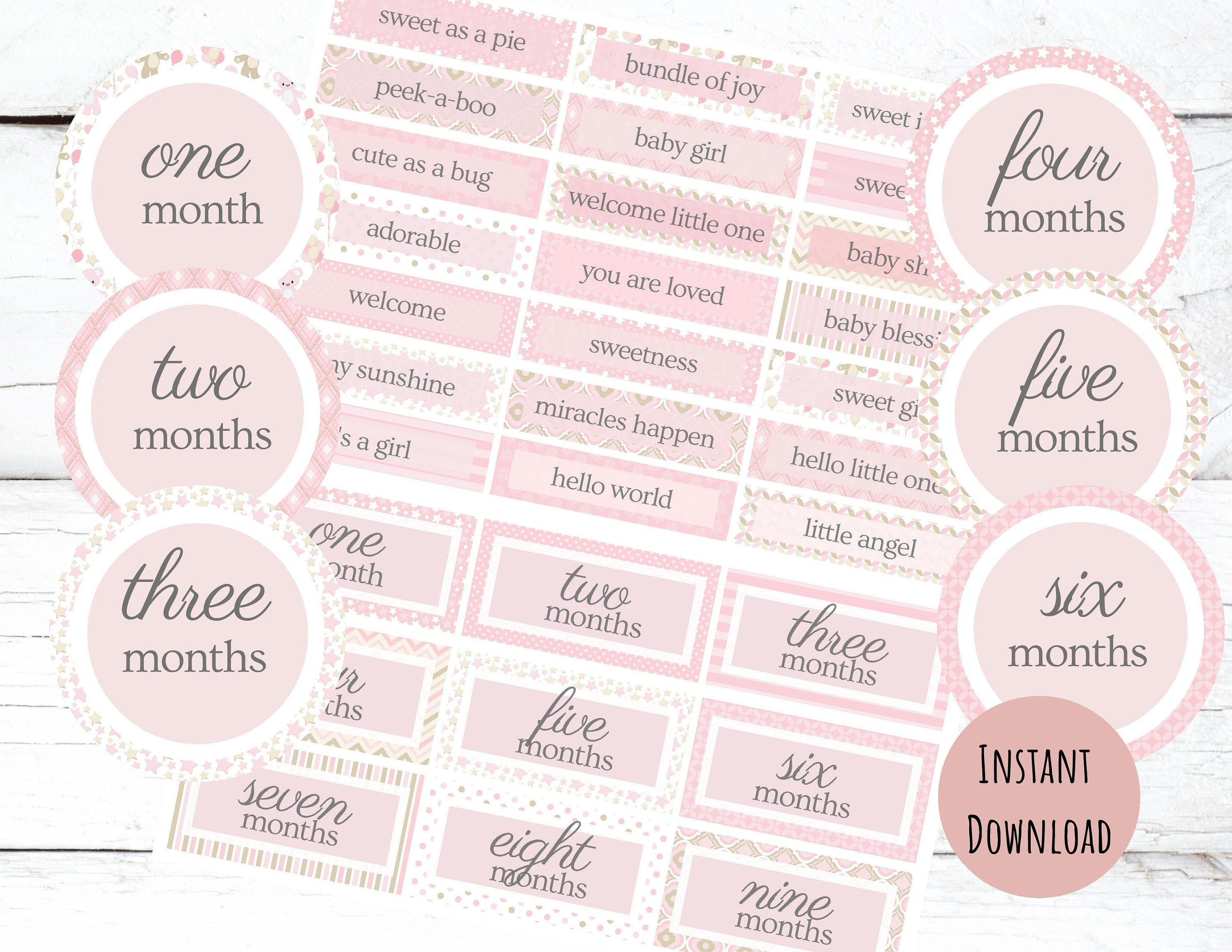 Baby Girl Words, Printable Word Sentiments, Baby Junk Journal, Baby ...