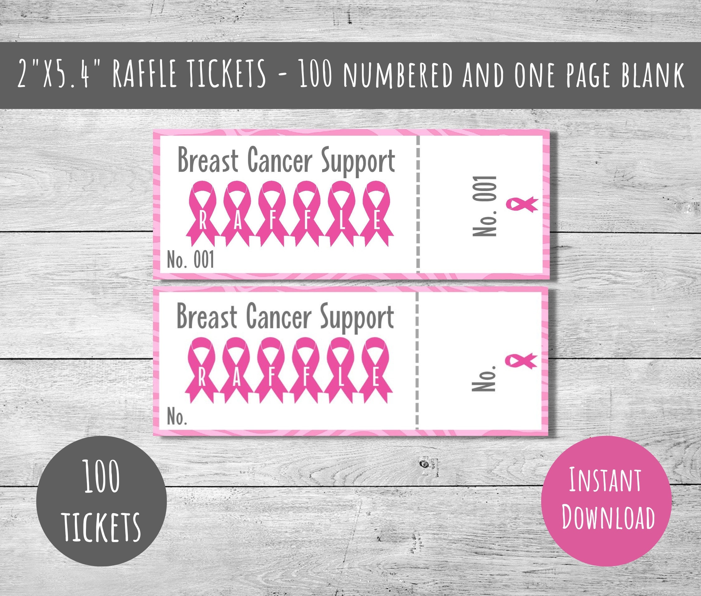 Breast Cancer Support Raffle Tickets, Pink Ribbon, Enter to Win ...