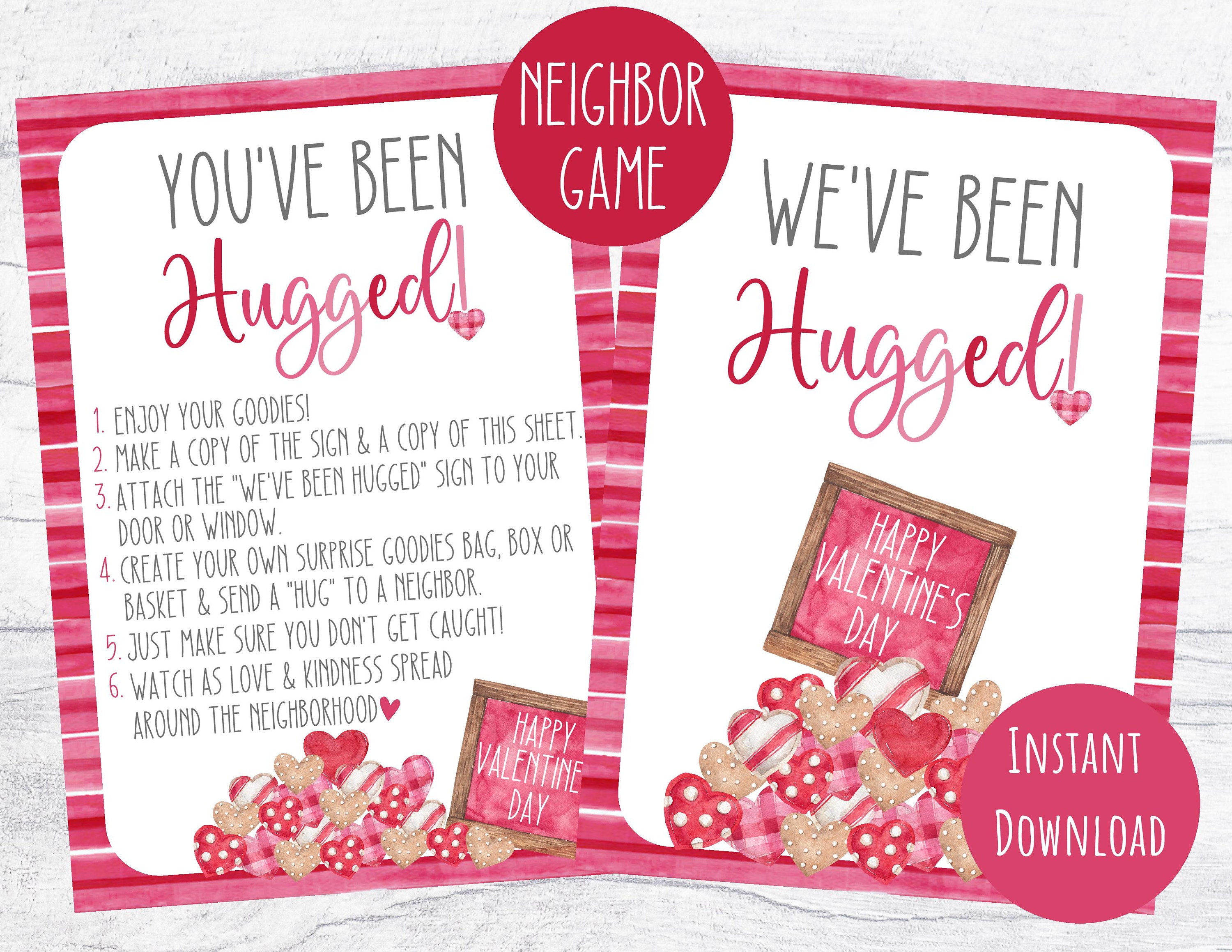 You've Been Hugged Neighbor Game Valentine's Day - Etsy