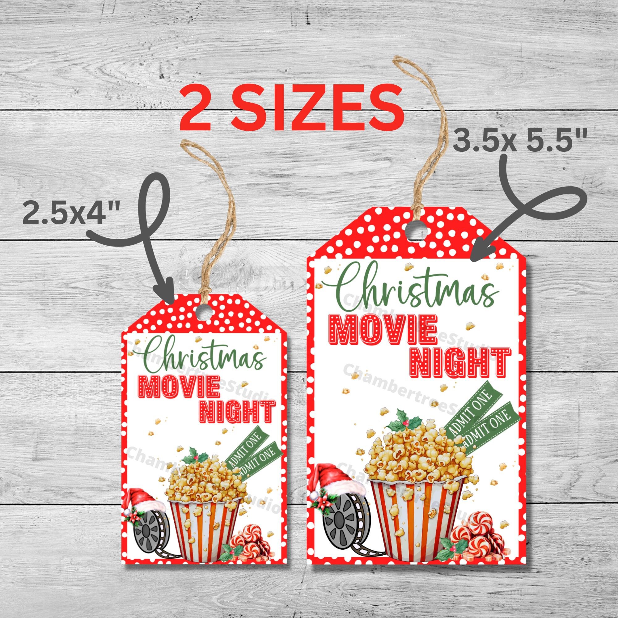 Christmas Movie Night Gift Tag, Teacher Movie Gift, Family Movie Night ...