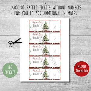 Christmas Holiday Raffle Tickets, School Fundraiser, Charity Event ...