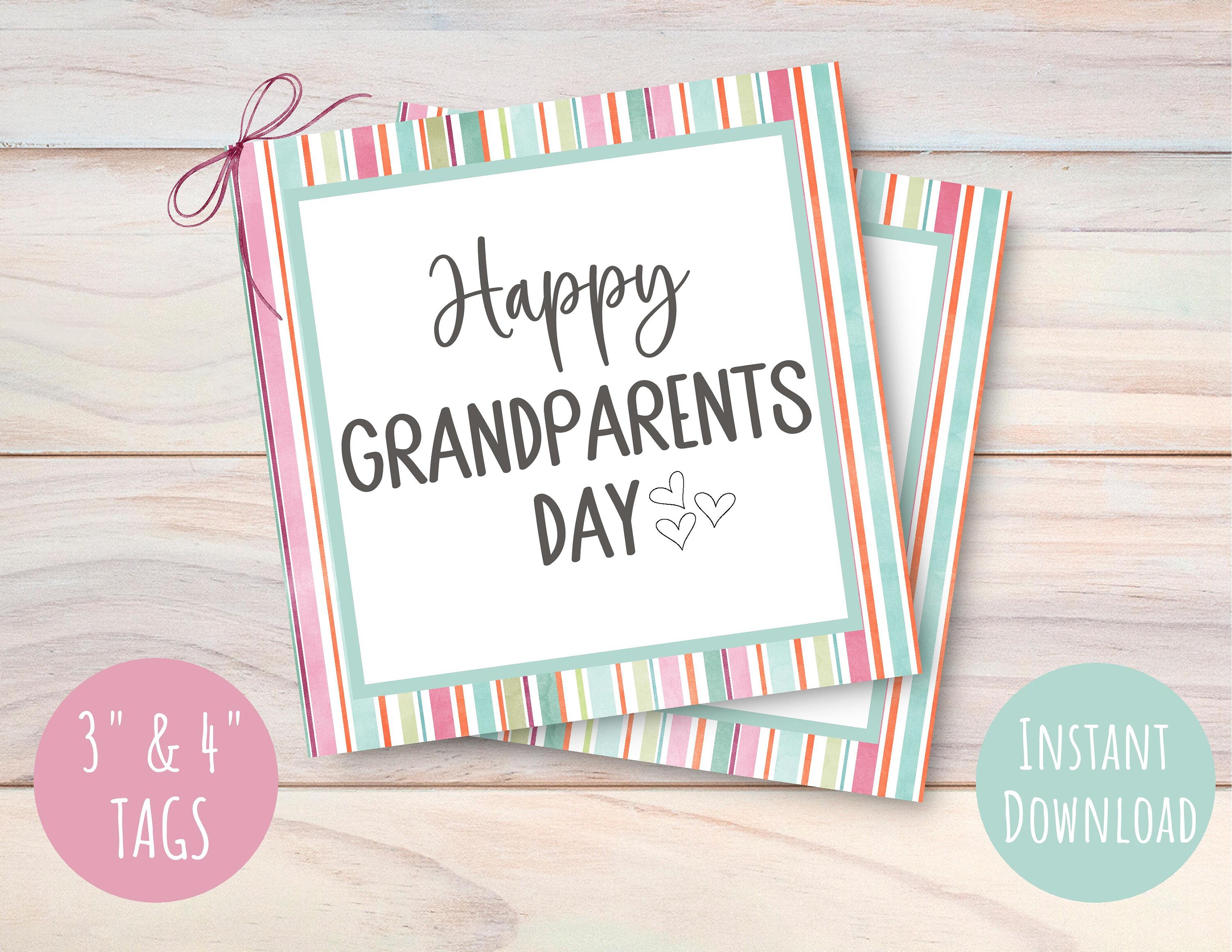 Happy Grandparents Day Gift Tag, Appreciation Gift Tag, 3" & 4" Tags ...