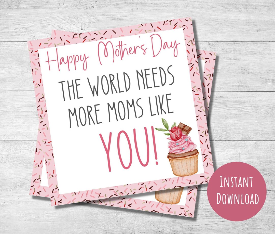 Mother's Day Gift Tag, Printable Cookie Tag, Mom Tags, 3" & 4" Square ...