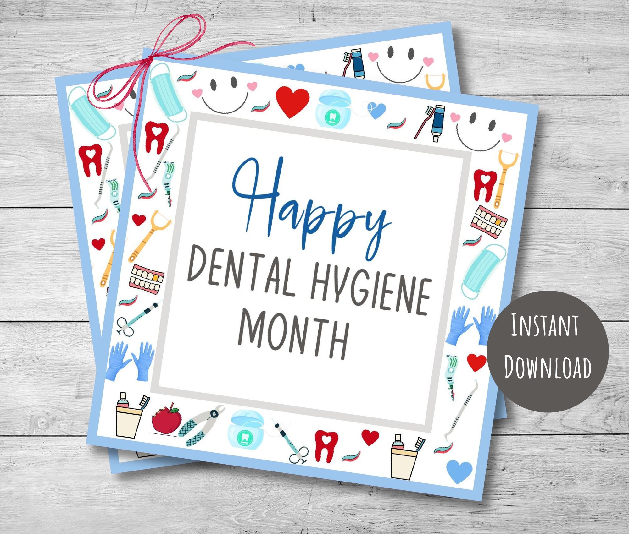 Dental Hygiene Month Gift Tag, Dental Hygiene Appreciation Tags, 3.5 ...