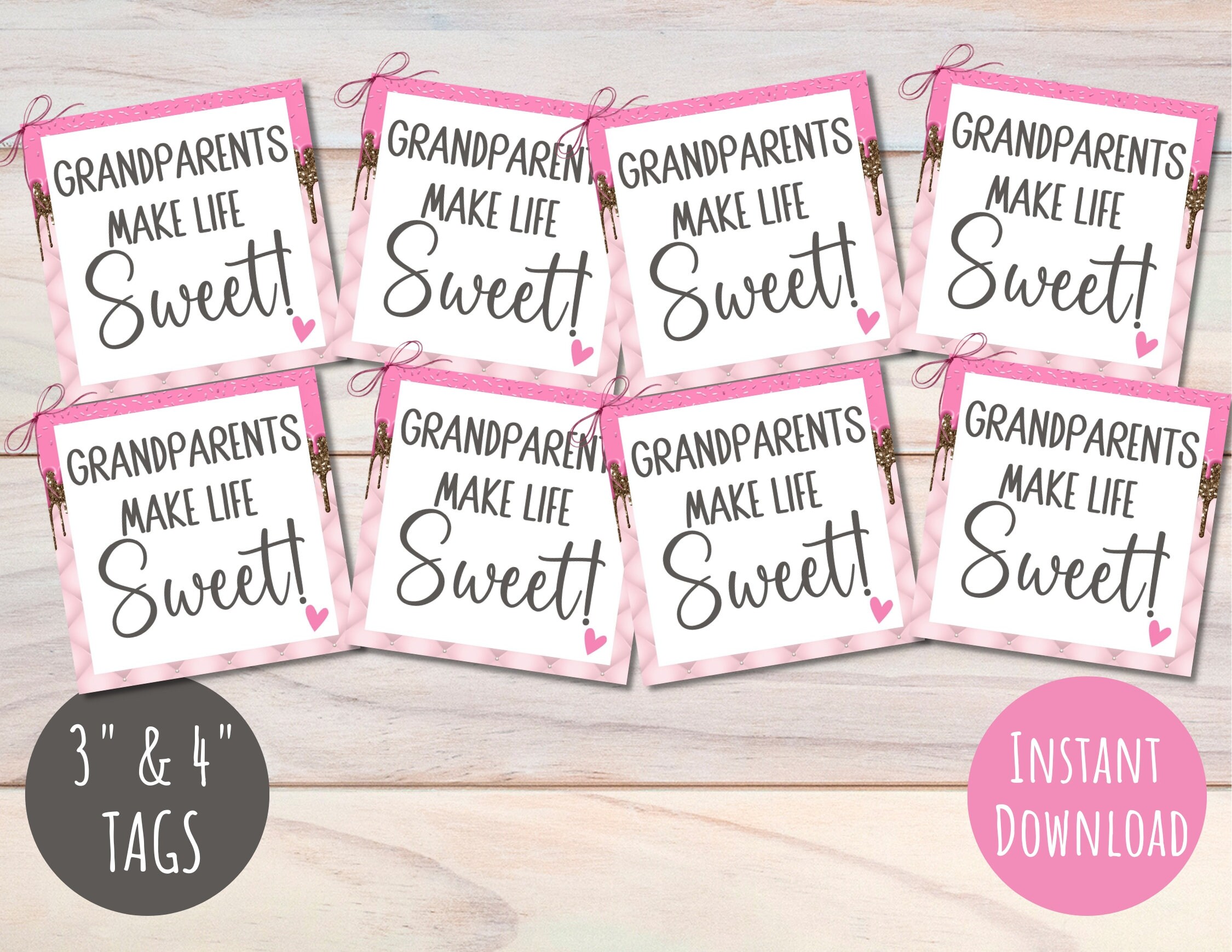 Happy Grandparents Day Gift Tag, Appreciation Gift Tag, 3" & 4" Tags ...